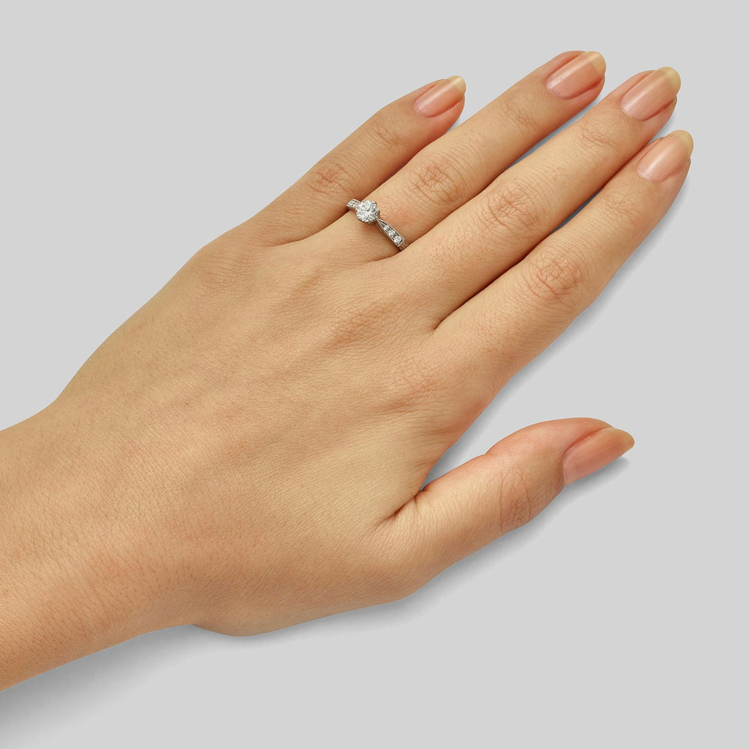 Engraved Diamond Engagement Ring | UK Hatton Garden | London Victorian ...