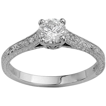 Vintage Scroll Pattern Engraved Diamond Engagement Ring | Hatton Garden ...