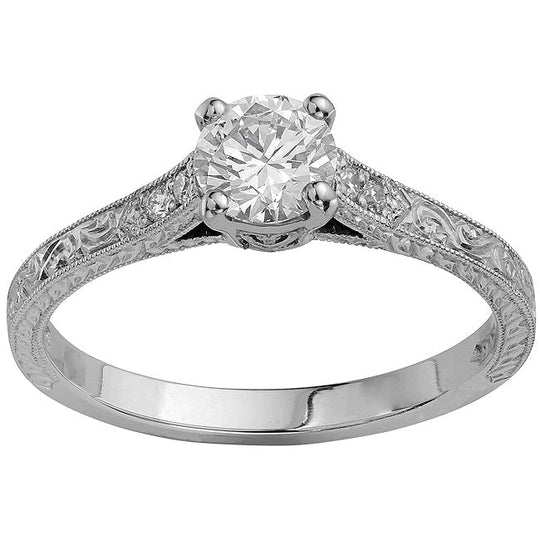 Vintage Scroll Pattern Engraved Diamond Engagement Ring | Hatton Garden ...