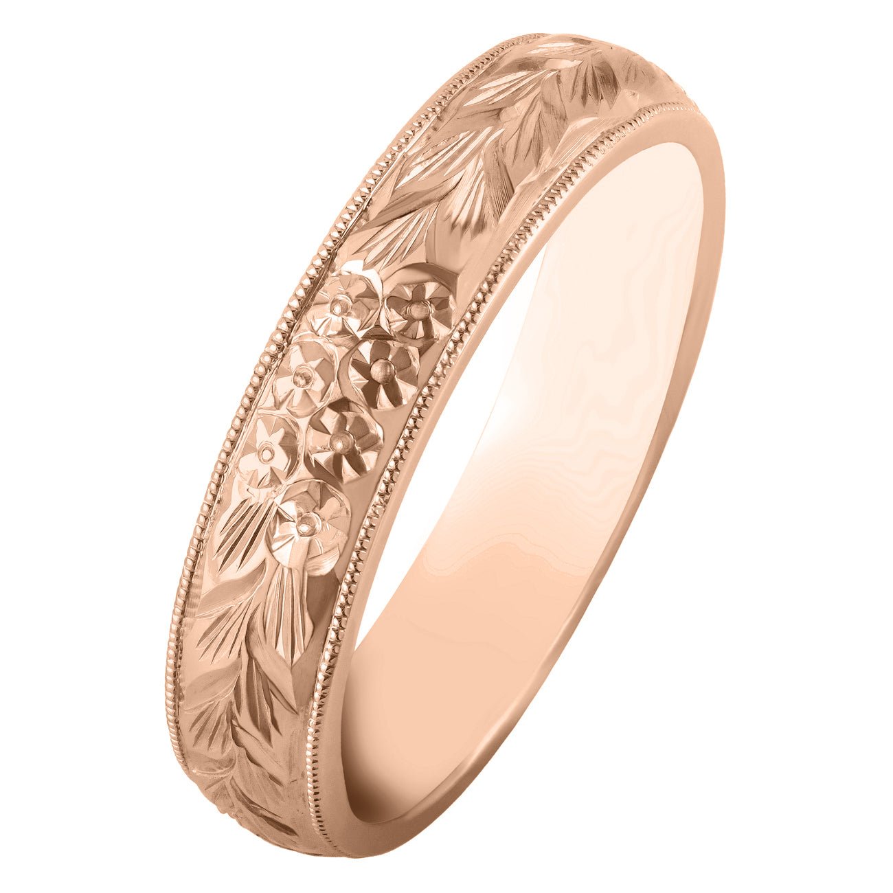 5mm Rose Gold 'Forget-Me-Not' Flower Wedding Ring in Court Shape – The ...