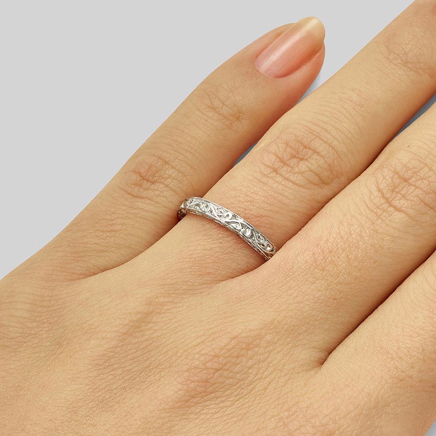 Victorian Scroll Pattern Platinum Engraved Wedding Ring | London UK ...