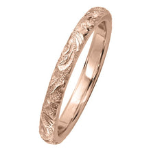 Engraved Wedding Ring with Leaf Pattern in 18ct Rose Gold – The London ...