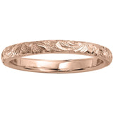 Engraved Wedding Ring with Leaf Pattern in 18ct Rose Gold – The London ...