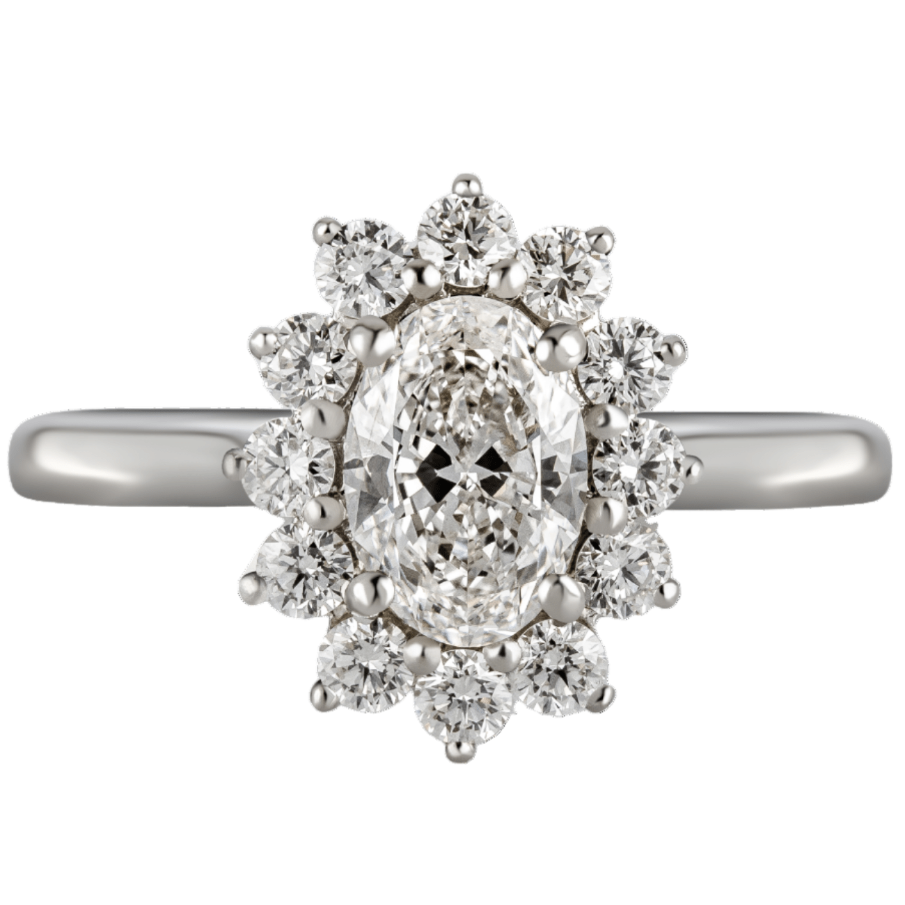 Bespoke Vintage Style Oval Diamond Cluster Ring in Platinum – The ...