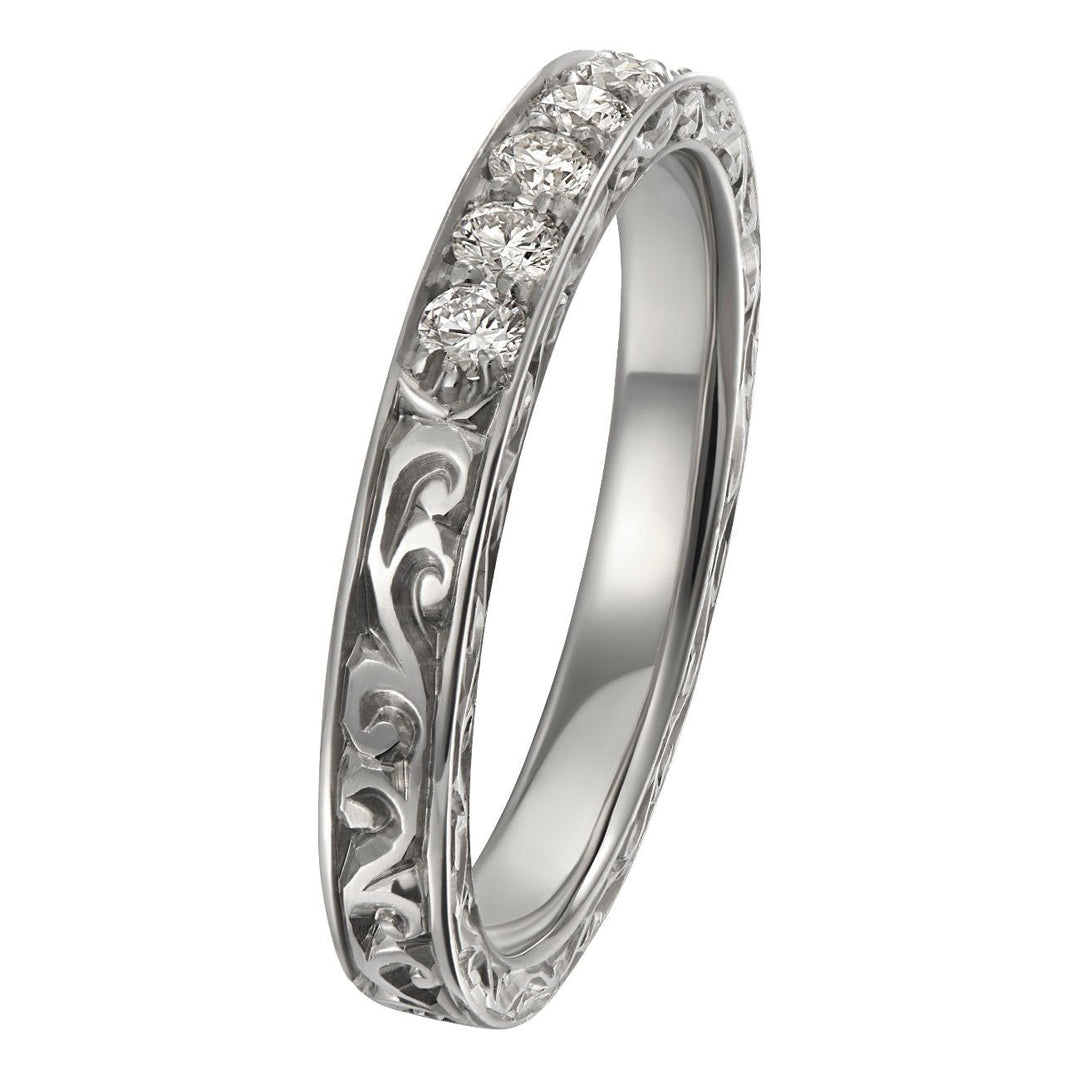 Ornate Engraved Diamond Wedding Ring | London Victorian Ring UK – The ...