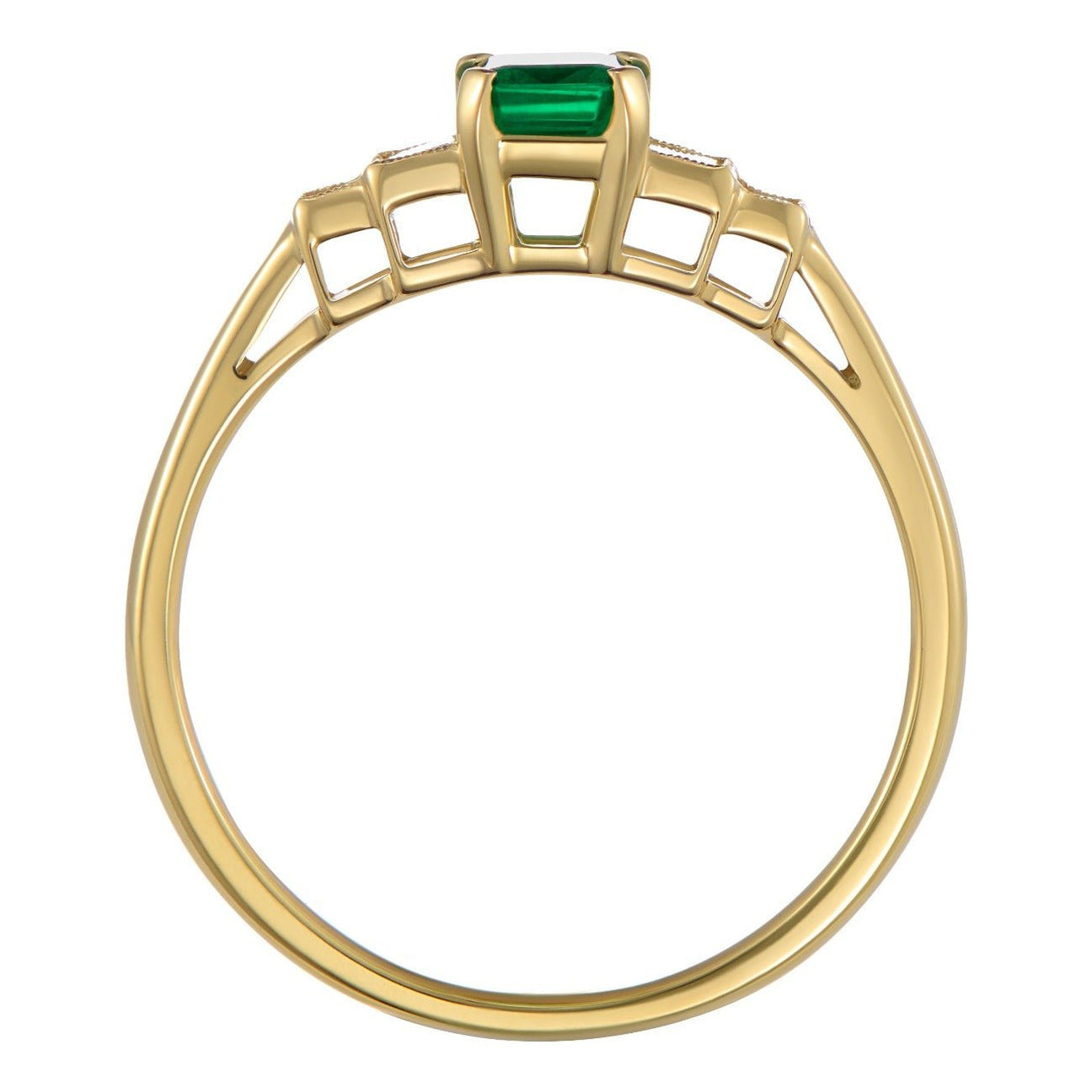 Yellow Gold Emerald & Diamond Engagement Ring | London Victorian Ring ...