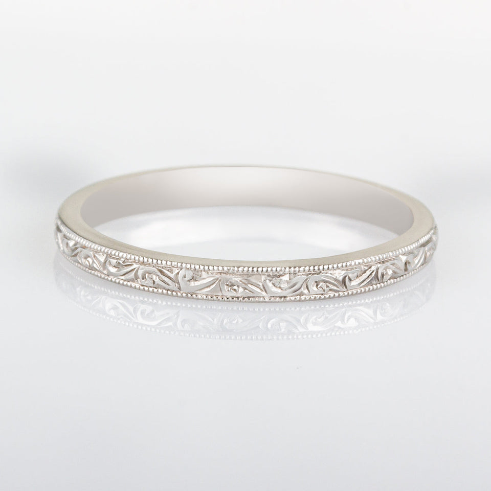 Vintage Scroll Pattern Engraved Diamond Engagement Ring | Hatton Garden ...