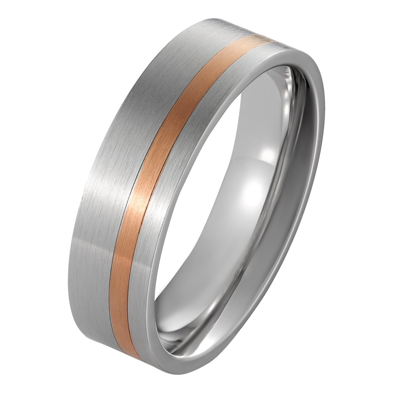 6mm Platinum & Rose Gold Stripe Wedding Band | London Victorian Ring Co ...
